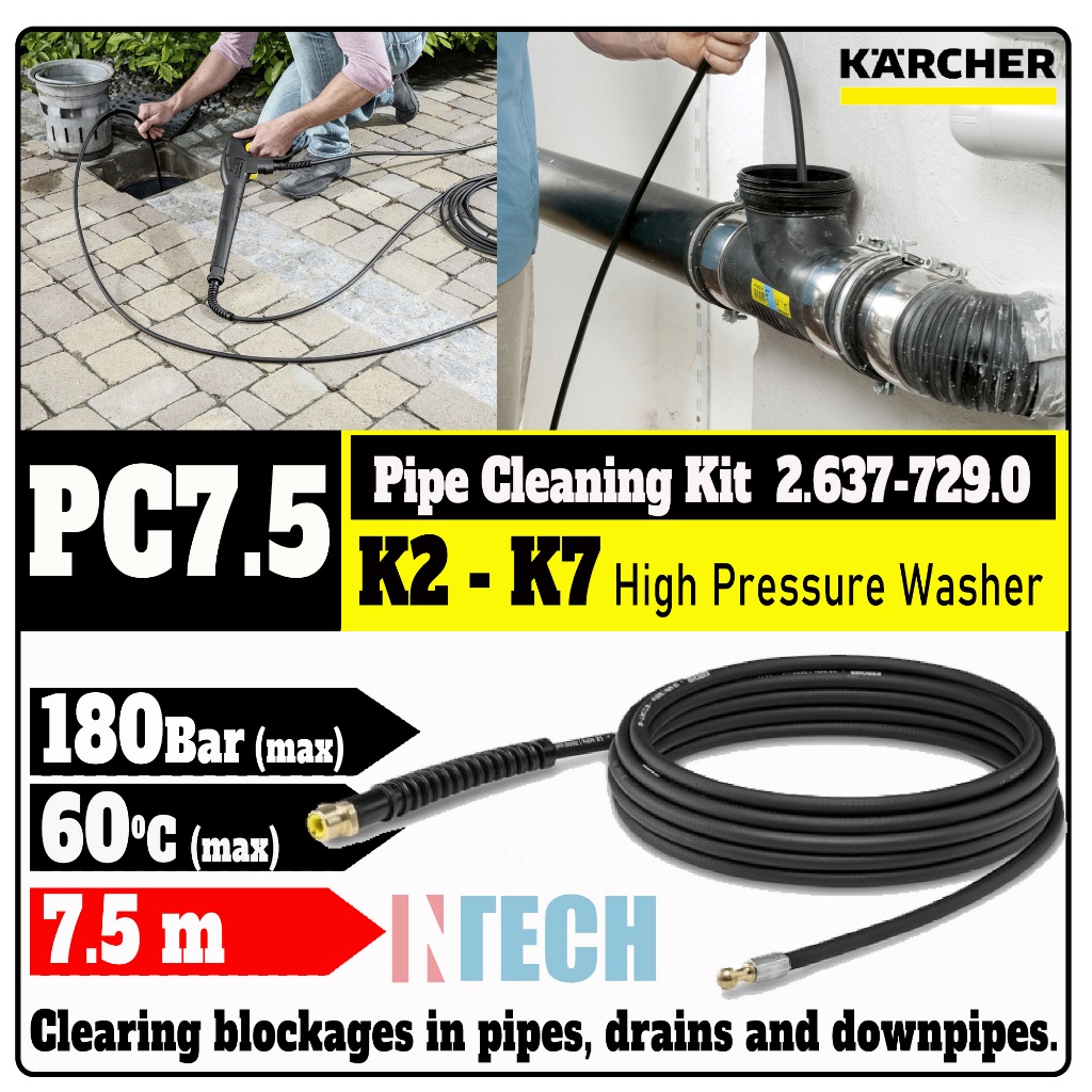 KARCHER PC7.5 PIPE CLEANING KIT 26377290 FOR CLEANING BLOCKAGES IN ...