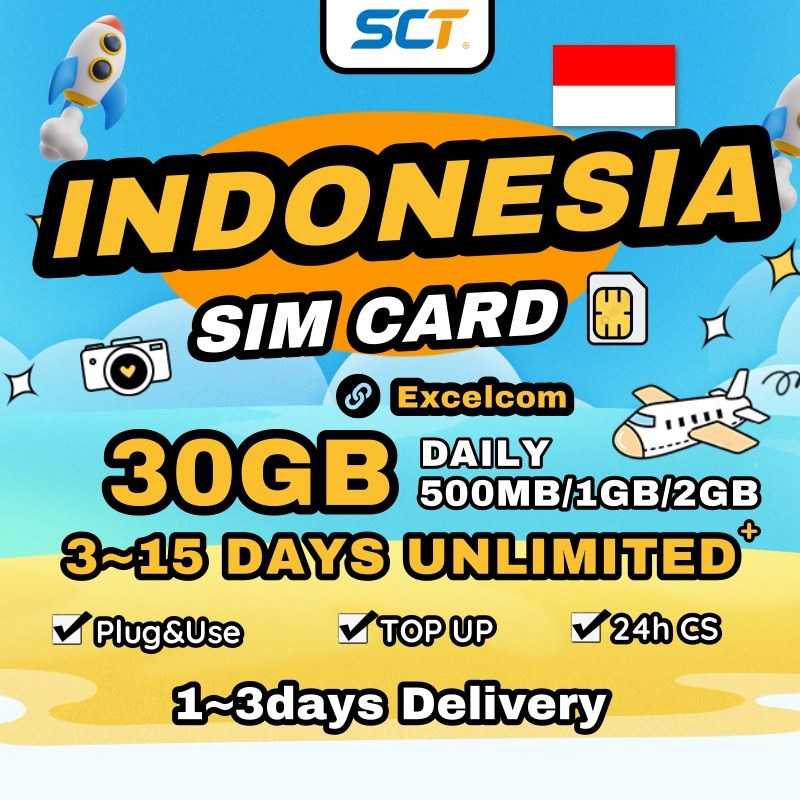 Indonesia Travel Sim Card 3~15 days Unlimited Internet 印尼 Excelcom sim ...