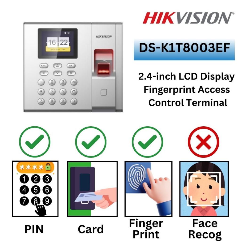 HIKVISION 2.4-inch LCD Display PIN Card Fingerprint Time Attendance ... HIKVISION 2.4-inch LCD Display PIN Card Fingerprint Time Attendance ...