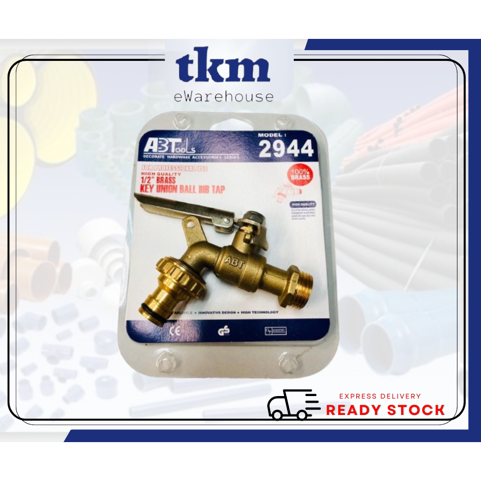 [TKM] ABT TOOLS 1/2” BRASS KEY UNION BALL BIB TAP (2944) Washing Machine Tap Union Bib Tap ...