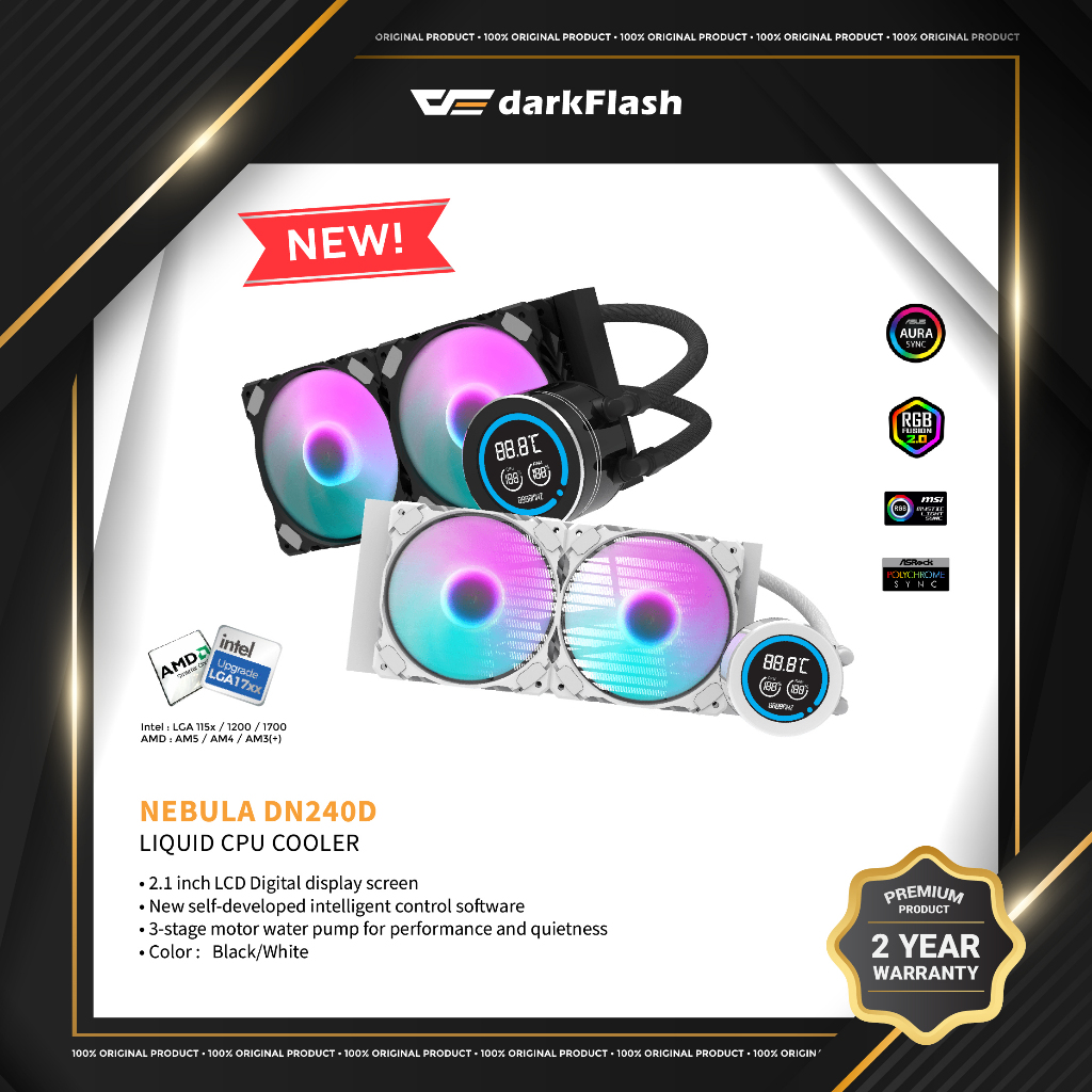 darkFlash Nebula DN240D/360D aRGB Liquid CPU Cooler with LCD Display ...