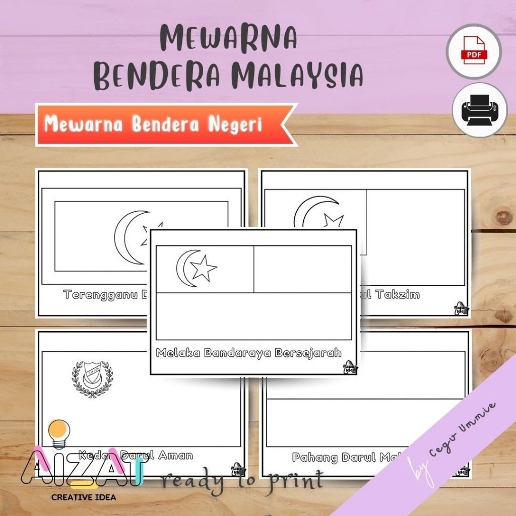 [ Softcopy | PDF ] Bendera Negeri Malaysia Buku Latihan Mewarna ...