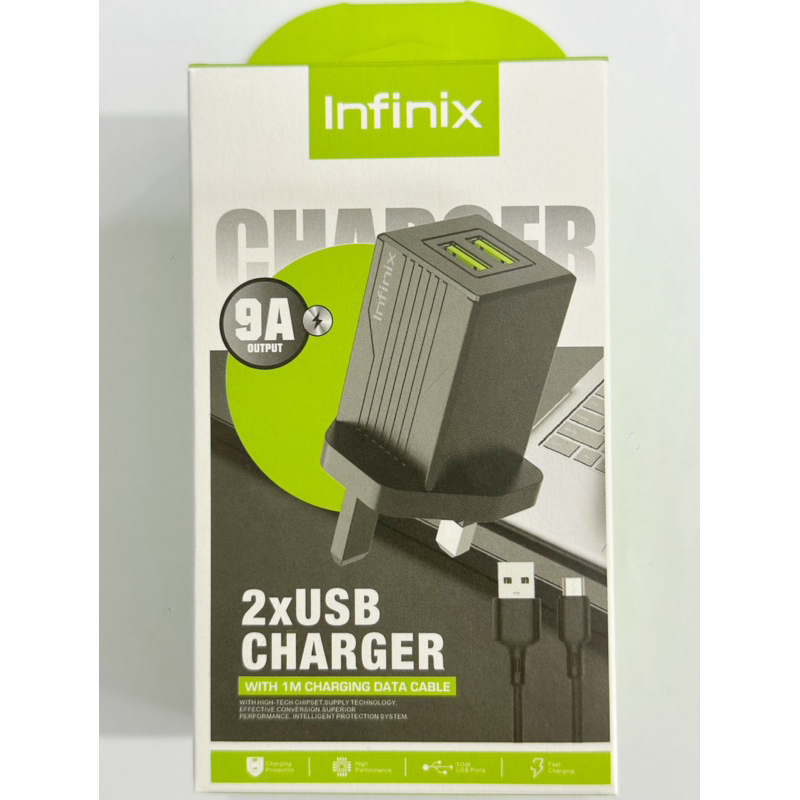 Infinix 3.1A 2USB Uk Mains Wall 3 Pin Plug Adapter Charger Power Usb ...