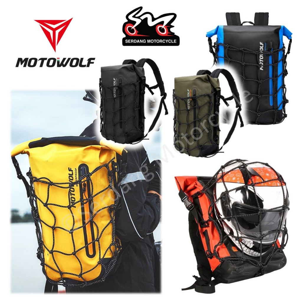 MOTOWOLF Waterproof Backpack Bag Rider Helmet Beg Galas Motor Kalis Air ...