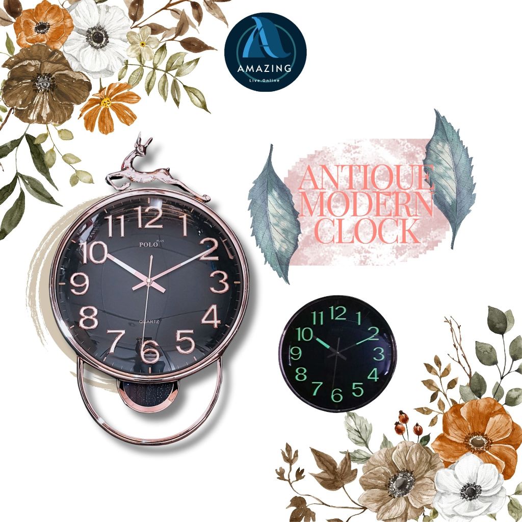 POLO PLUS 9255-1 Pendulum Swing Modern Wall Clock Silent Sweep Analog ...