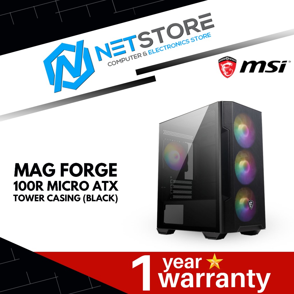 MSI MAG FORGE M100R MICRO ATX TOWER CASING (BLACK) - FORGE M100R-BK ...
