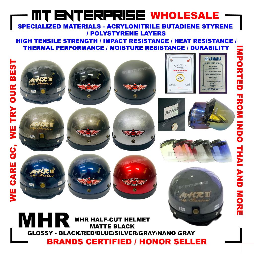 FREE ENGINE OIL - MHR Hong Lun Half-Cut Helmet - Matte Black / Glossy ...