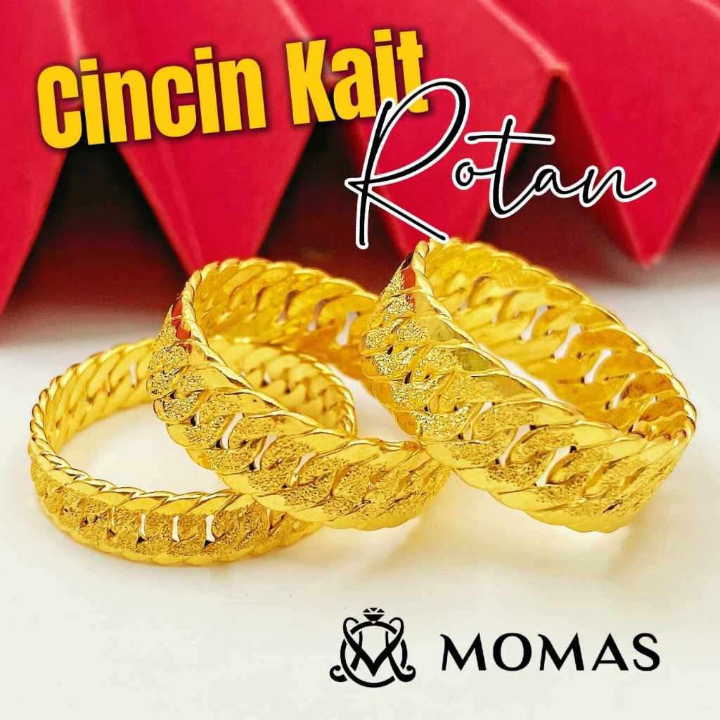 Cincin Belah Rotan Lipan Emas 916 Original Cincin Kait 2 Emas 916 Tulen ...