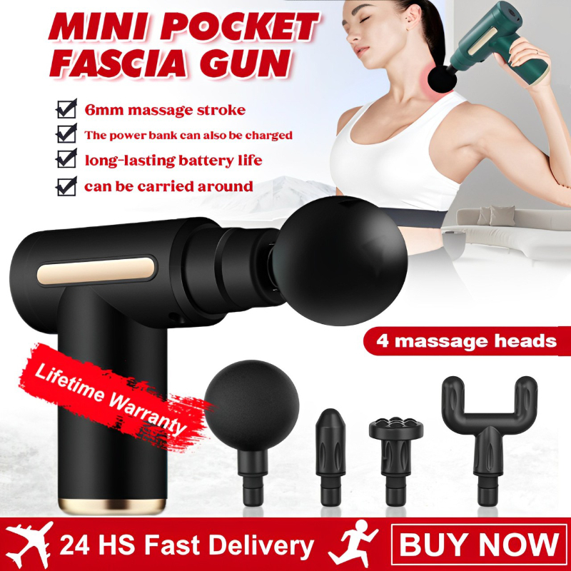 New Mini Muscle Massage Gun With 4 Head Compact Size Portable Muscle ...