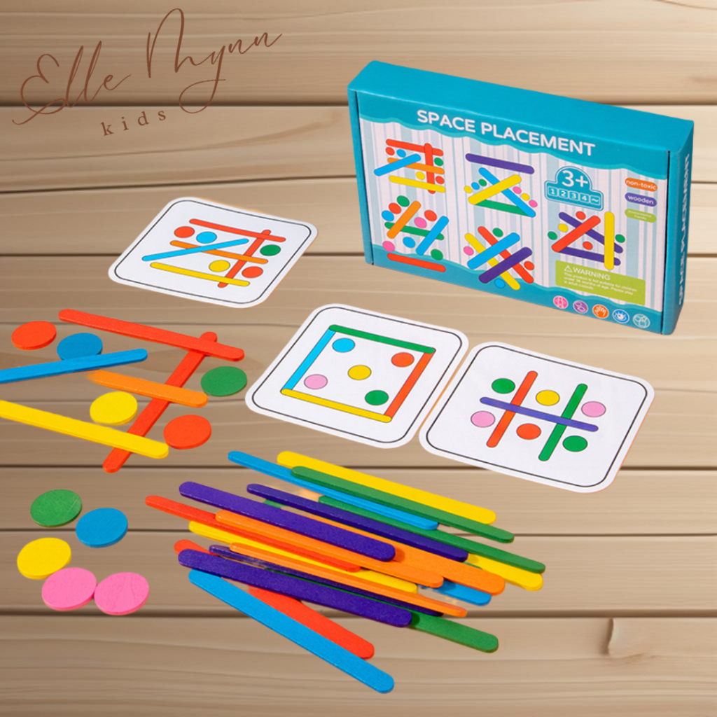 Wooden Rainbow Stick Placement Brain Puzzle Toddlers Kids Early ...