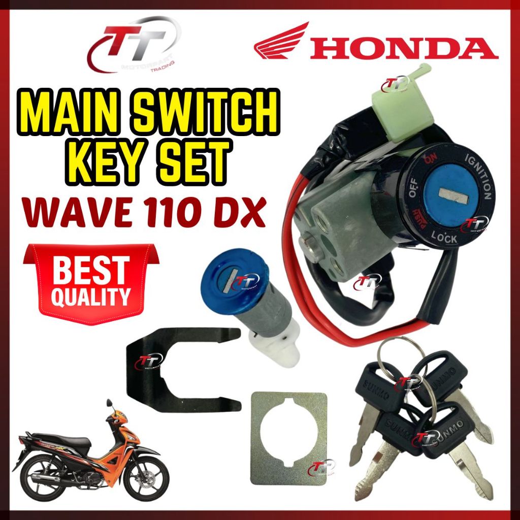 WAVE 110 DX HONDA Key Set Main Switch Kunci Suis Mainswitch Complete ...