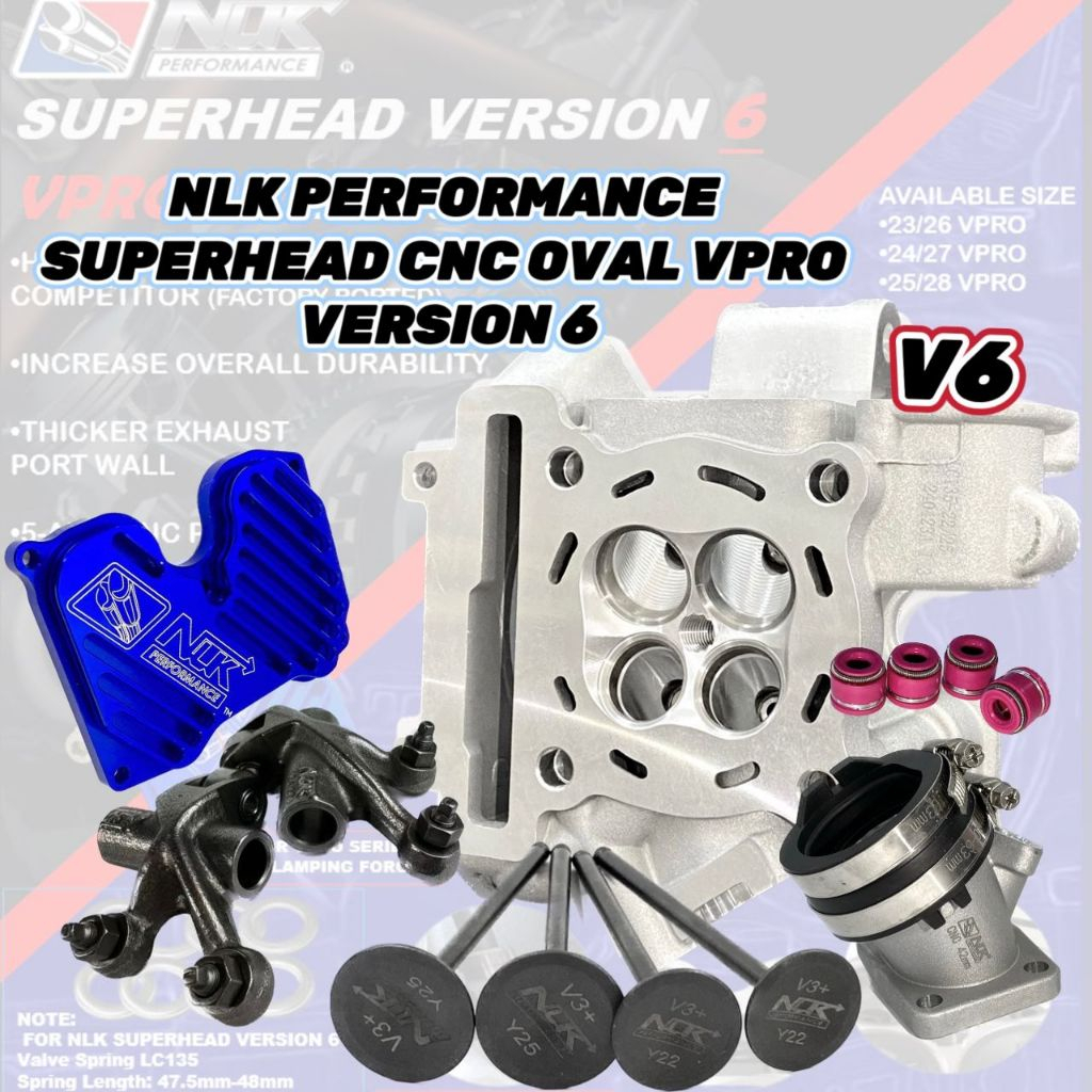 NLK PERFORMANCE SUPERHEAD LC135/Y15ZR CNC OVAL(VPRO/STD) (VERSION V6/V5) 19-22mm 20-23mm 22-25mm ...