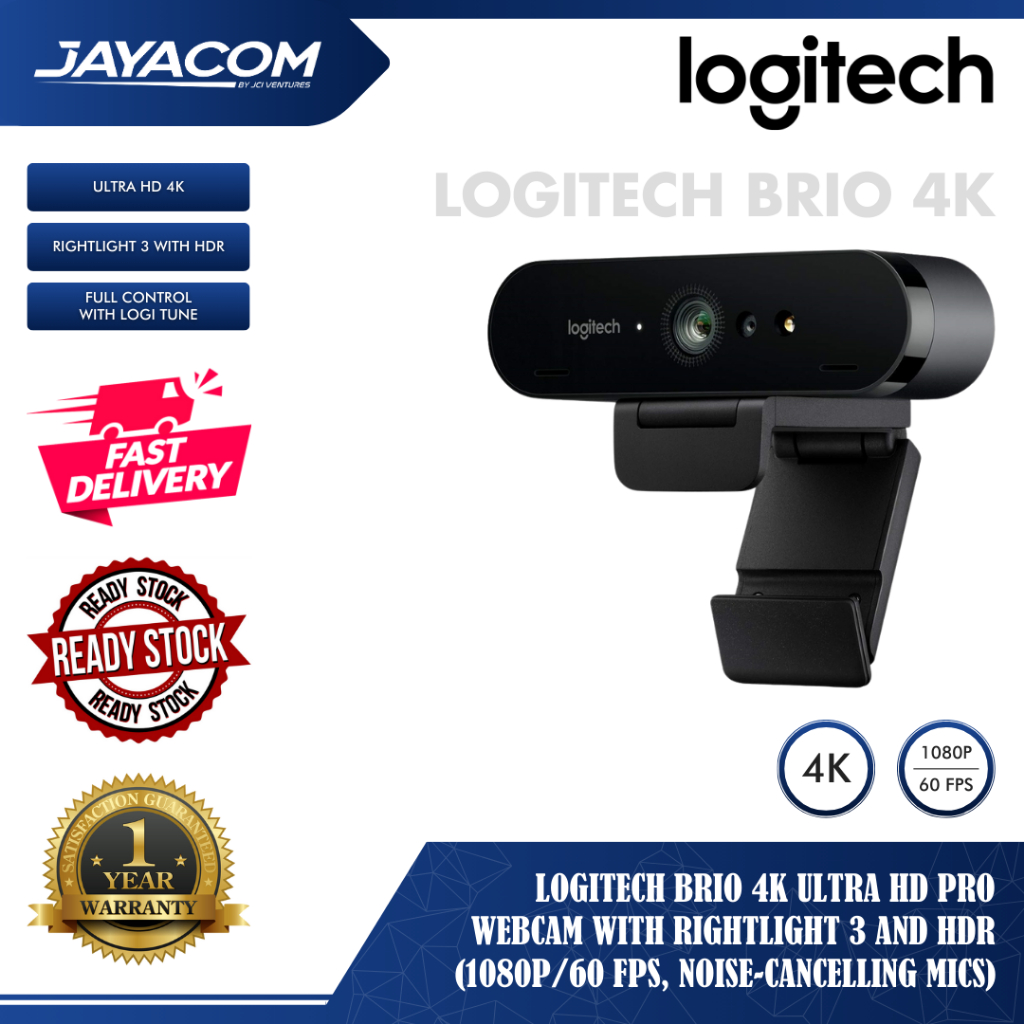 Logitech Brio 4K Ultra HD Pro Webcam with RightLight 3 and HDR (1080P ...