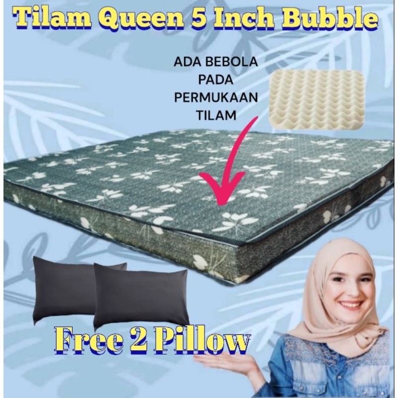 FREE 2 PILLOW BLACK COLOUR Queen Mattress Foam 5' Inches / Tilam ...
