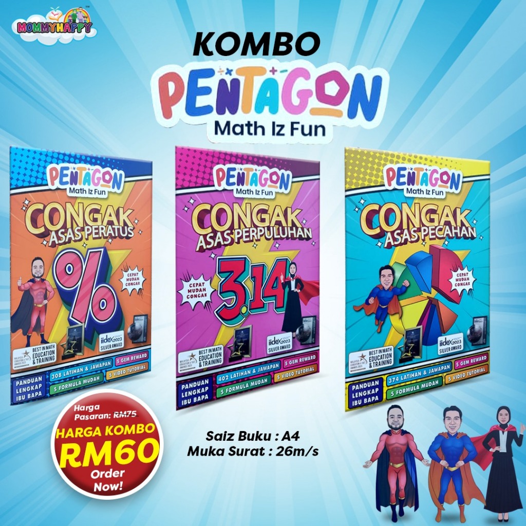 KOMBO PENTAGON MATH IZ FUN ( 3 BUKU ) | Shopee Malaysia