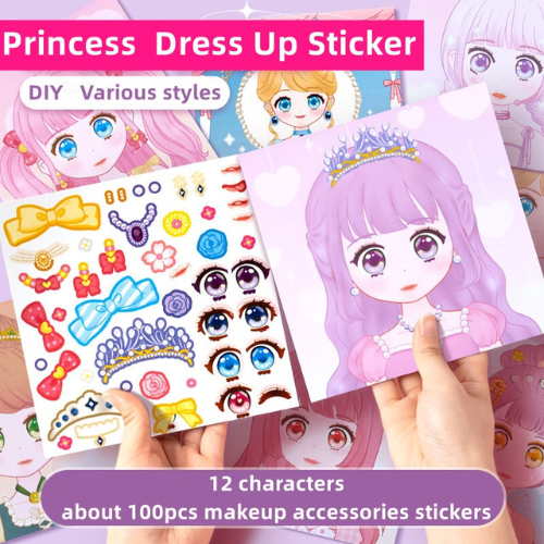 Make A Face Sticker Cute DIY Princess Dress Up Sticker Girl Sticker ...