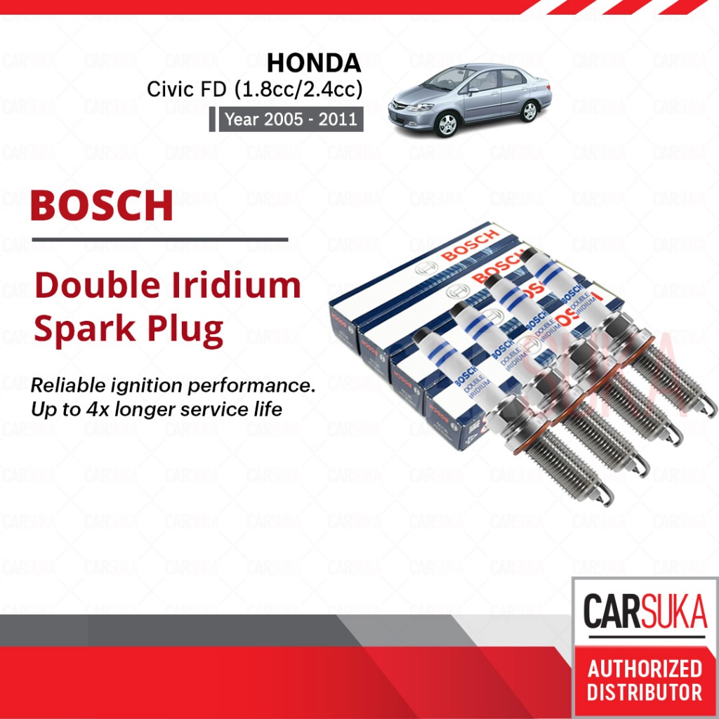 Bosch Double Iridium Spark Plug for Honda Civic FD 1.8cc / 2.0cc (4 Pcs ...