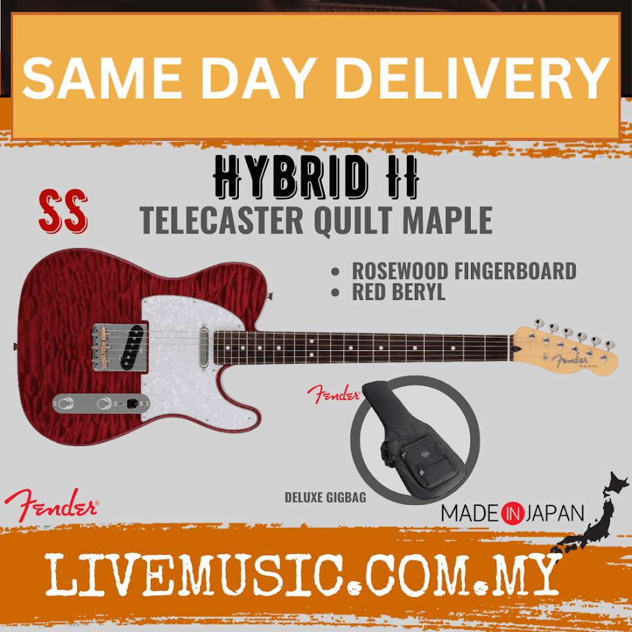 Fender Japan Hybrid II Telecaster Electric Guitar w/Quilt Maple Top, RW ...