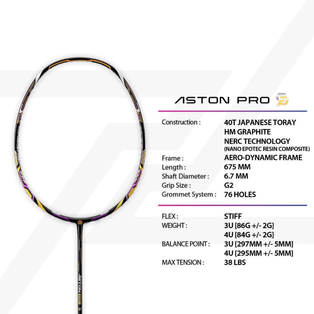PROTECH Aston Pro 3u | 4u High End BADMINTON Racket CHAN PENG SOON ...