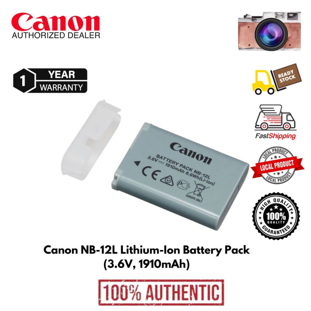 Canon NB-12L Lithium-Ion Battery Pack (3.6V, 1910mAh) For PowerShot ...