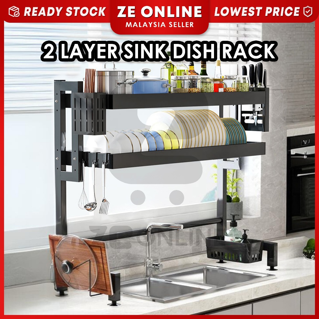 Rak Pinggan Sinki Stainless Steel Dish Rack Rak Dapur Rak Sink Rack ...