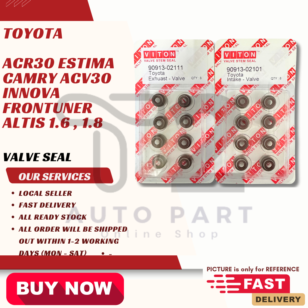 Toyota Valve Seal ESTIMA ACR30,ACV30,Innova,Fortuner,Altis VITON (1 SET ...