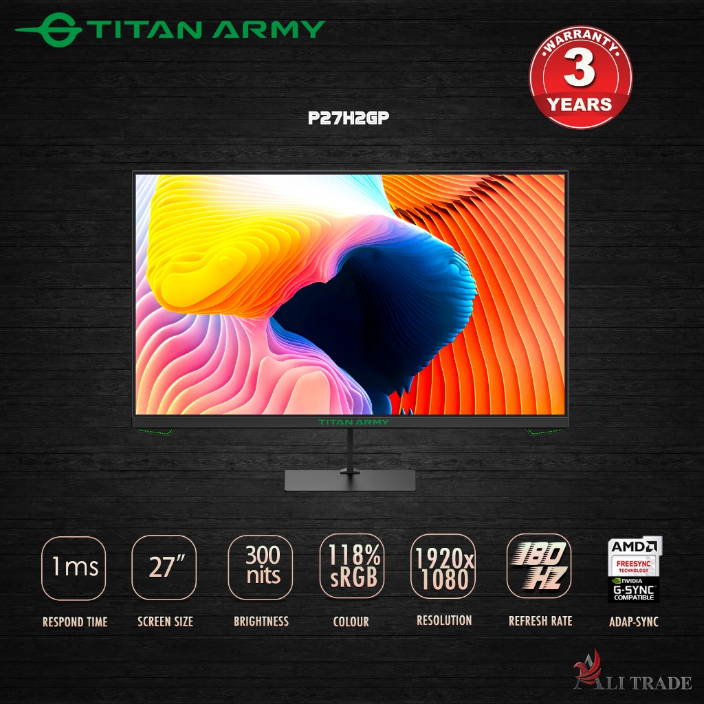 TITAN ARMY 27” FAST IPS FHD 180Hz 1ms 118%sRGB Gaming Monitor (P27H2GP ...
