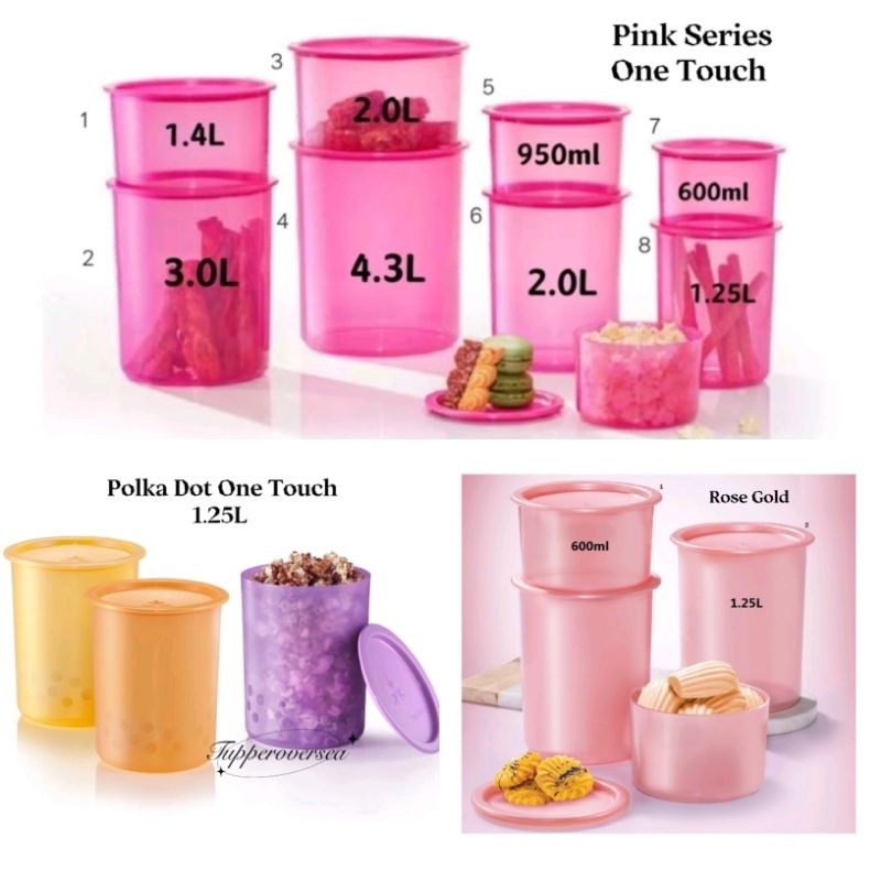 Tupperware One Touch Topper / Canister - 5.5L / 4.3L / 3L / 2L / 1.4L / 1.25L / 900ml / 600ml ...
