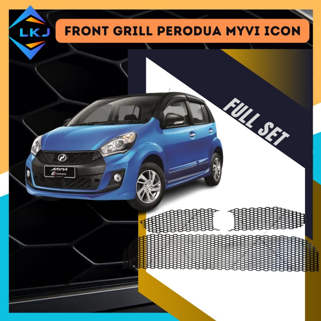 Perodua Myvi ICON Ready Cut Honeycomb Grill Full Set Top Bottom ...