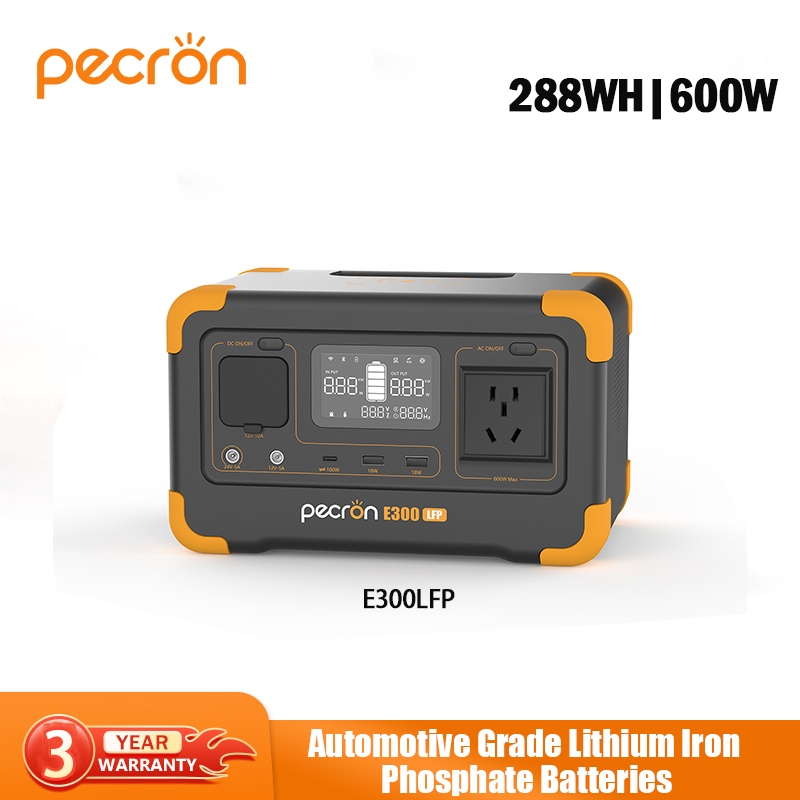 Pecron E300LFP 288Wh/600W Portable Power Station LiFePO4 Battery Fast Charge Solar Generator ...