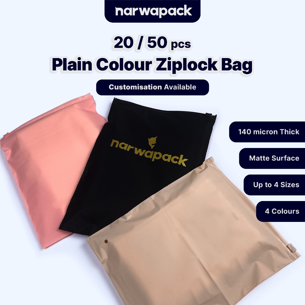 Narwapack Premium Colour Zip Lock Bag 20/50 pcs - Customised Logo ...