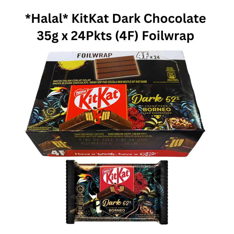 KITKAT Dark Chocolate Borneo 4Finger 35g x 24Pkts *Foil Wrap* | Shopee ...