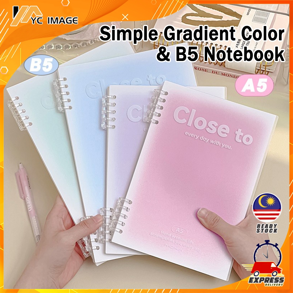 🇲🇾 Simple Gradient Color B5 Notebook Detachable Loose-leaf Coil ...