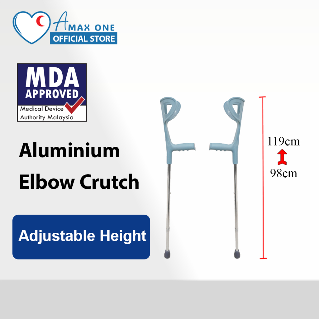 Hospital Aluminium Elbow Crutch - Height Adjustable Forearm Cane ...