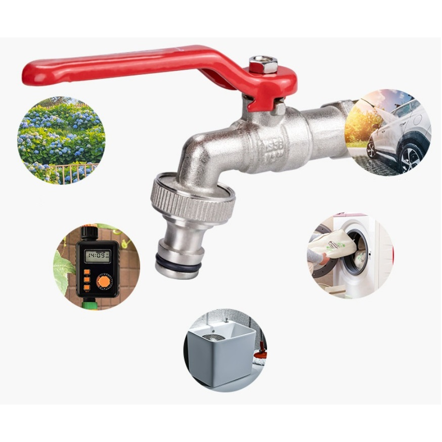 ½” Solid Brass Bibcock Faucet Ball Valve Bib Tap Wall Mounted Ball Tap ...