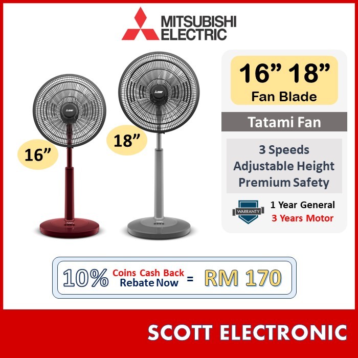 Mitsubishi Tatami Fan Kipas Berdiri Kipas Meja (16") R16GB (18") R18GB Table Fan Stand Fan ...
