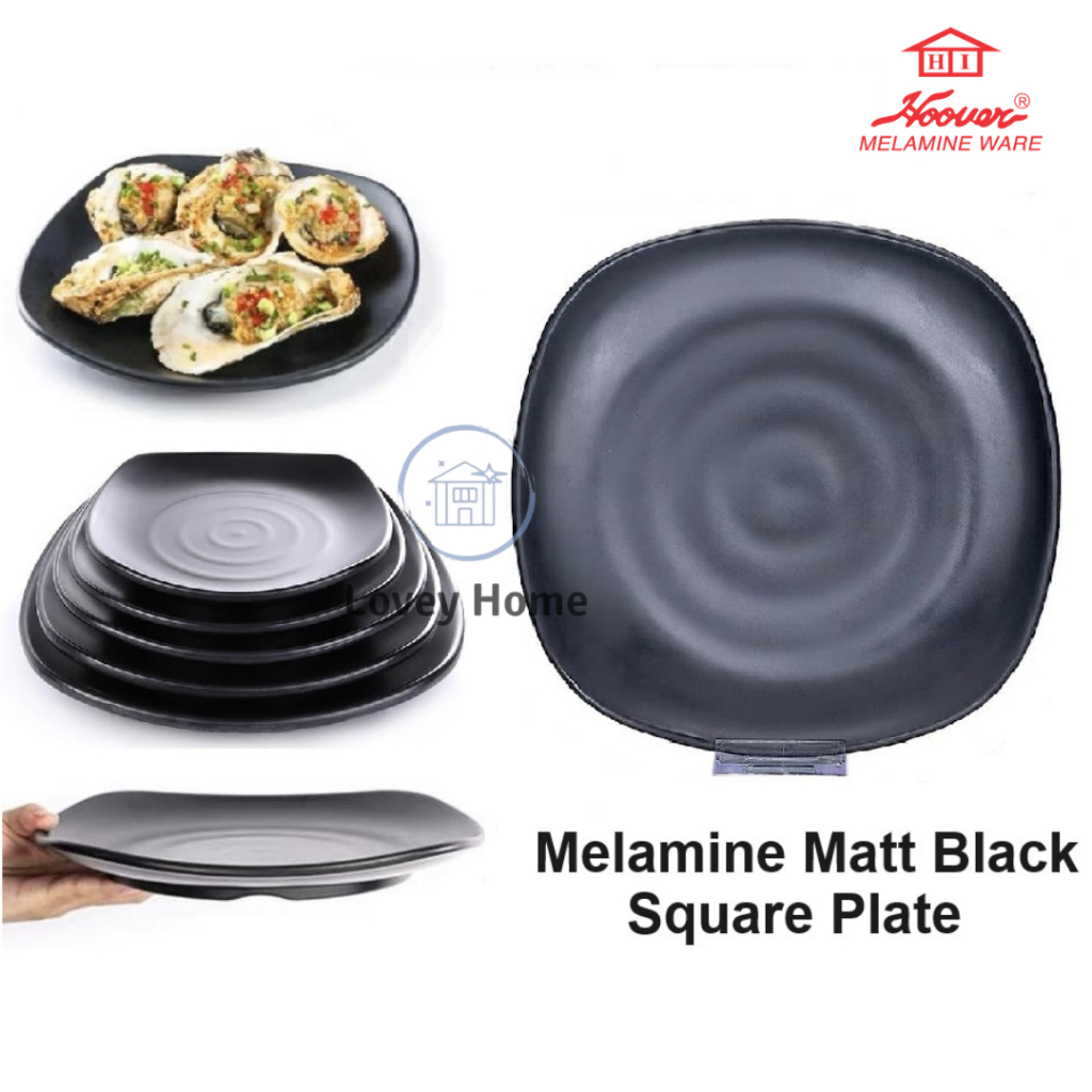 Melamine Matt Black Square Plate Japanese Food Korean Dinner Dish ...