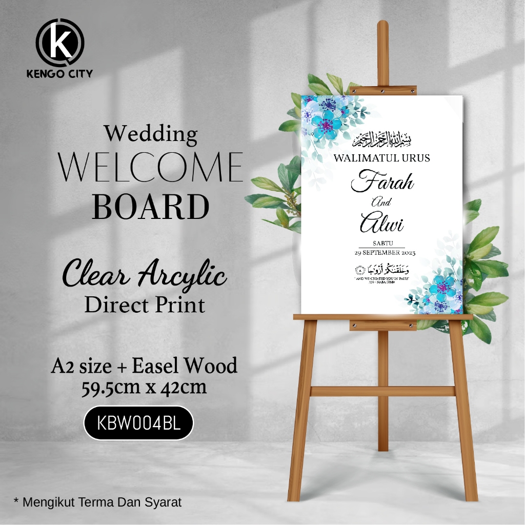 Welcome Board Acrylic/Papan Selamat Datang/Majlis Perkahwinan/Majlis ...