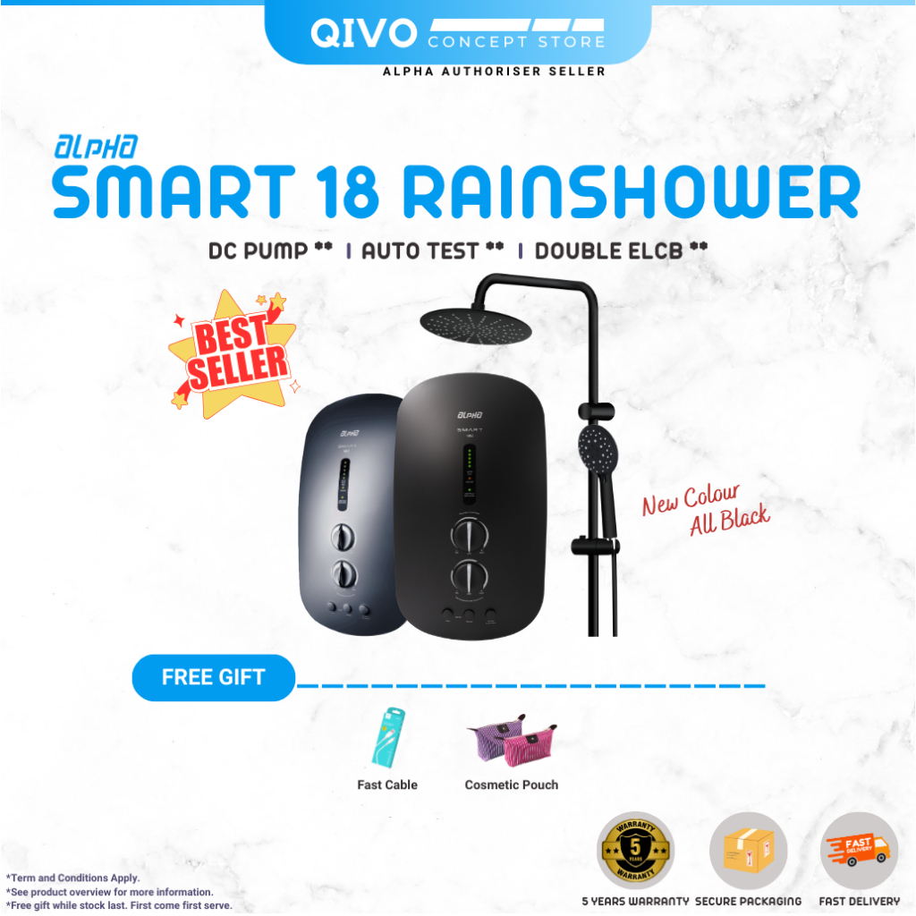 Alpha Smart 18i/E Plus Rainshower Water Heater (DC Pump or No Pump ...
