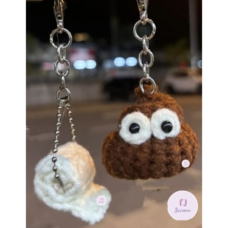 Mini Cute Crochet Keychain Poop 💩 Toilet paper 🧻 Knitting Pretty ...