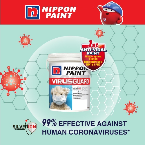 ( WHITE ) 5L Nippon Paint VirusGuard Interior Wall Paint (Virus Guard ...