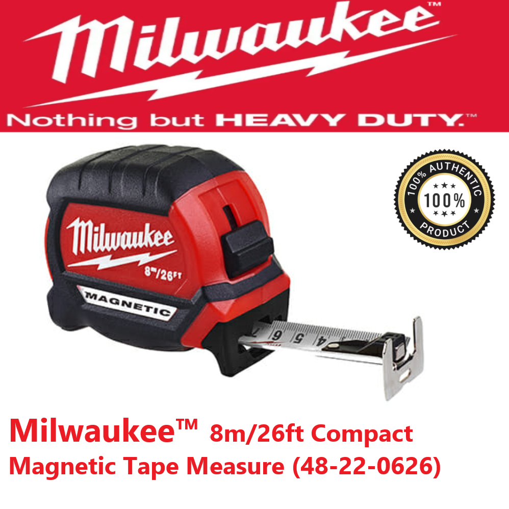 MILWAUKEE MAGNETIC MEASURING TAPE 8M 26FT 8 METER 48-22-0626 | Shopee ...