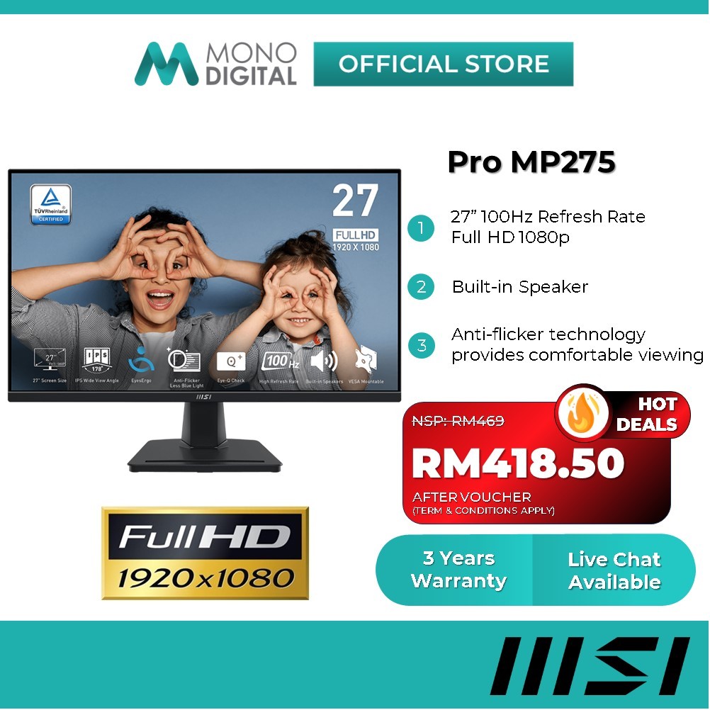 MSI Pro Monitor MP275 / MP 275Q / MP251 / MP225 2K / Full HD Business ...