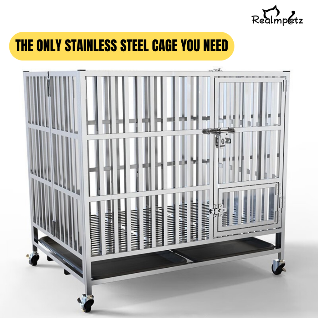 Ready Stock Realmpetz 𝗧𝗵𝗶𝗰𝗸𝗲𝗻 𝗦𝘁𝗮𝗶𝗻𝗹𝗲𝘀𝘀 𝗦𝘁𝗲𝗲𝗹 Cage Pet Animal Cage ...