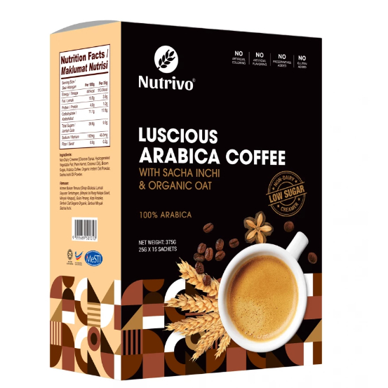 Kopi Arabica Nutrivo Luscious Dengan Sacha Inchi & Oat Organik 25g x 15s | Shopee Malaysia