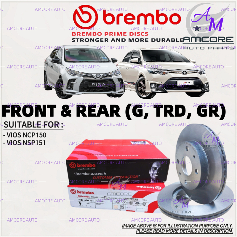 TOYOTA VIOS NCP150 NCP151 / YARIS NSP151 - BREMBO BRAKE DISC ROTOR ...