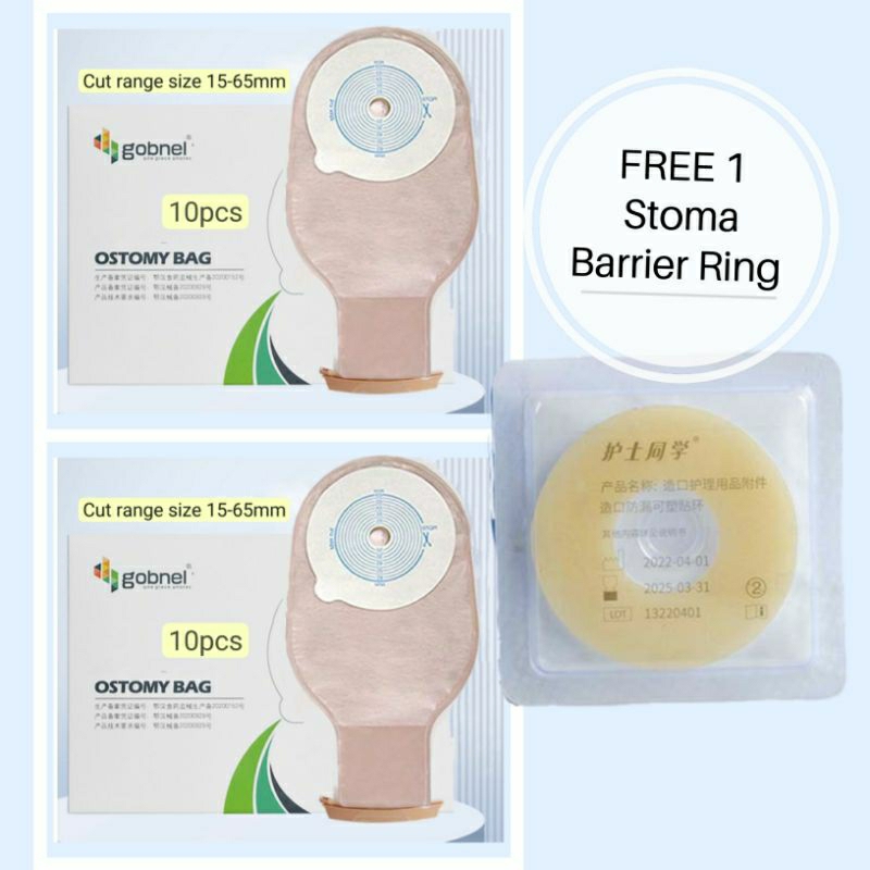 (20pcs) Drainable Stoma Ostomy Bag Cut size 15-65mm Clip Sealing / Beg ...
