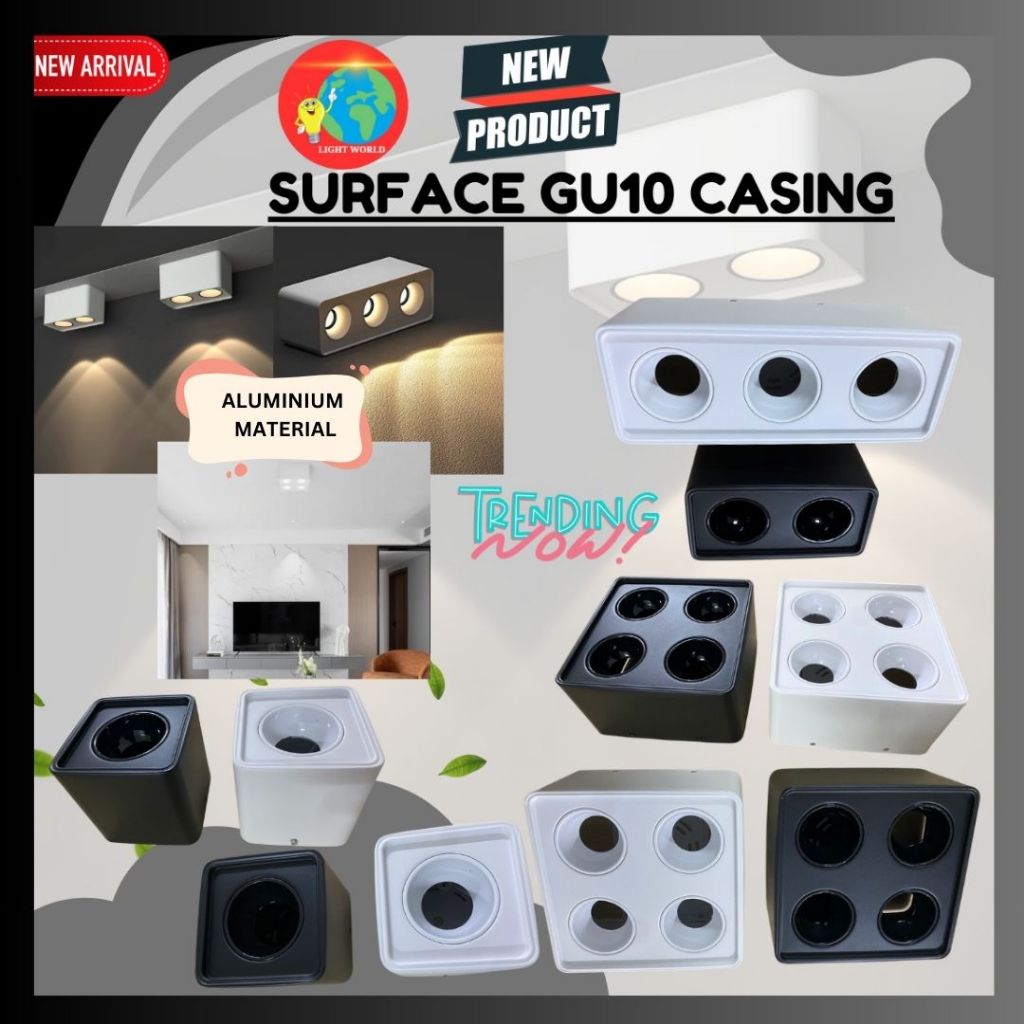 🔥New Trending casing Lamp surface 🔥Surface GU10 casing black & white ...