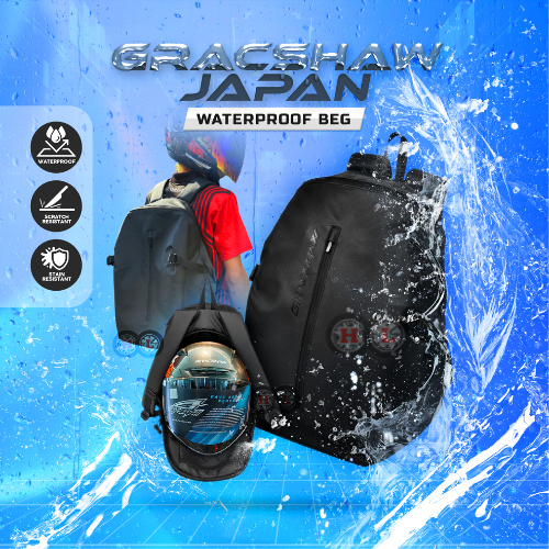 GRACSHAW JAPAN WATERPROOF BAG HELMET BACKPACK RIDER BAG - Beg Galas ...