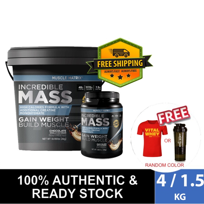 (SALES) Muscle Matrix Incredible Mass (4kg) - Mass Gainer, Sizing, Bulking, Mass Protein, Build ...